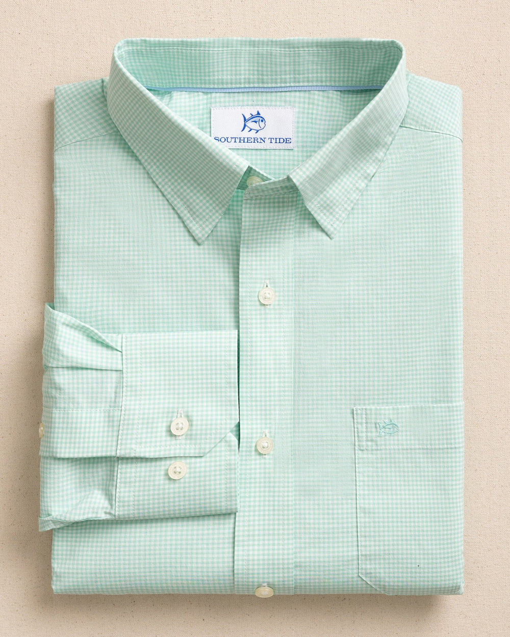 Men's Charleston Parkwood Micro-Gingham Shirt - Green | Southern Tide