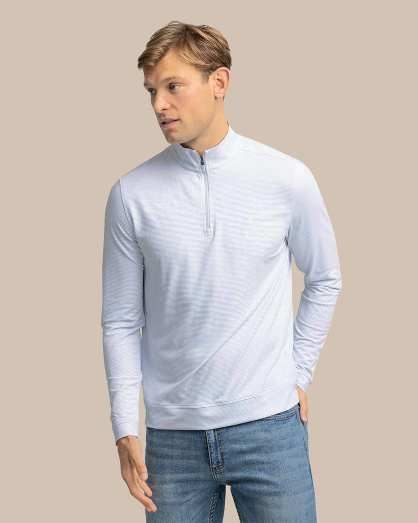 Men's Cruiser Micro-Stripe Heather Quarter Zip | Southern Tide