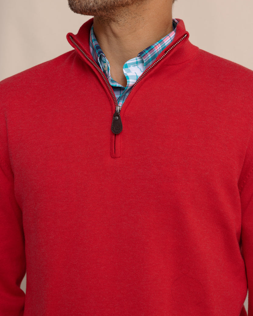 Men's Whitehaven Heather Quarter Zip Sweater - Red | Southern Tide